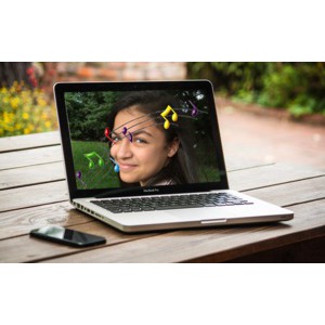 A laptop in the garden
