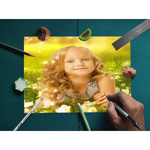 Put Your Picture On A Piece Of Paper Drawn With A Set Of Pens Photo ...