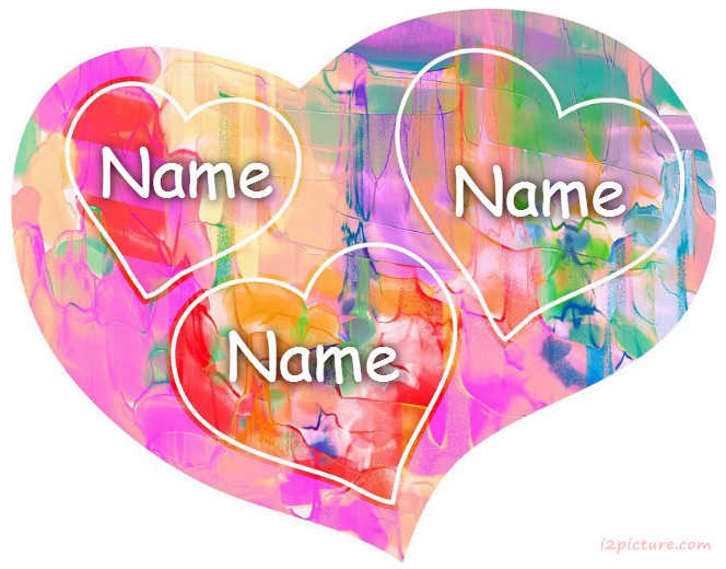 Your Name Has A Colorful Heart And Three Small Hearts Postcard
